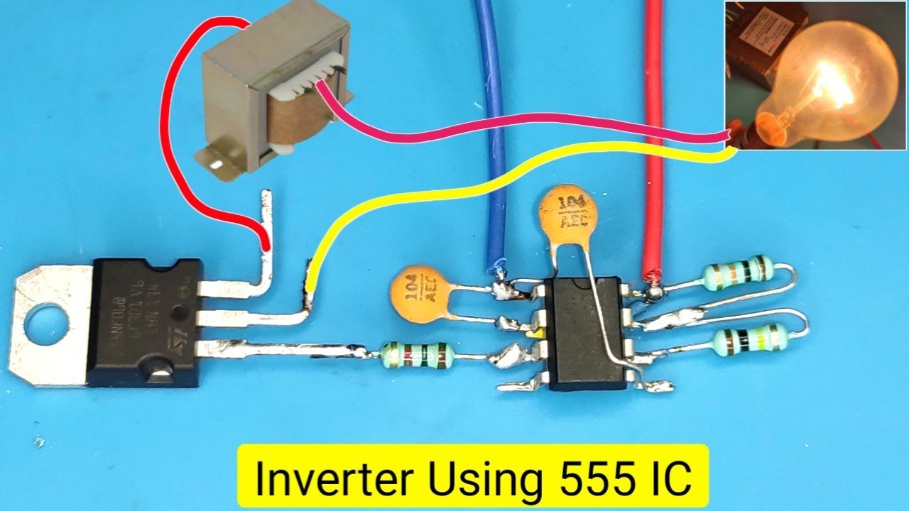 How to make inverter using 555 ic || 12v to 220v inverter 500w - YouTube