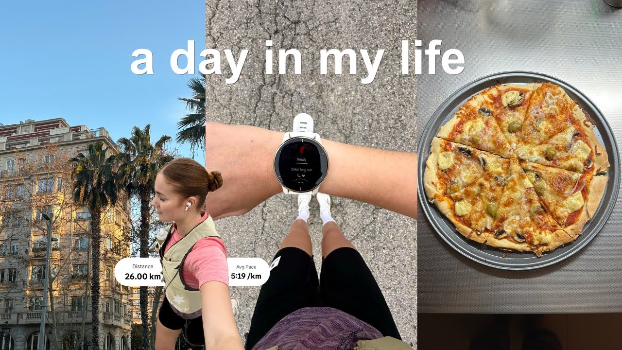 what I eat in a day, 26km run & time with friends | marathon training ...