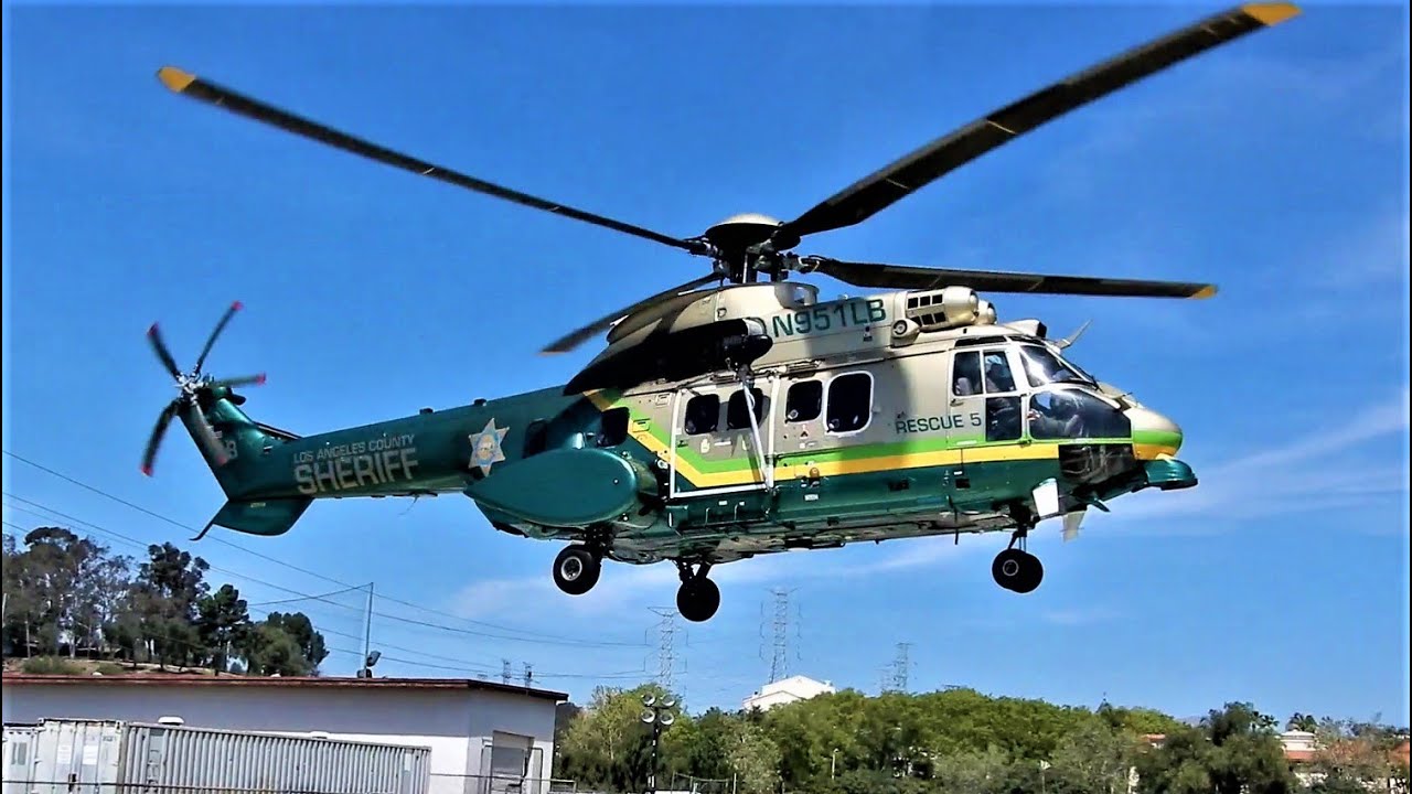 AS332 Super Puma Los Angeles County Sheriff Airbus H215 N951LB - YouTube