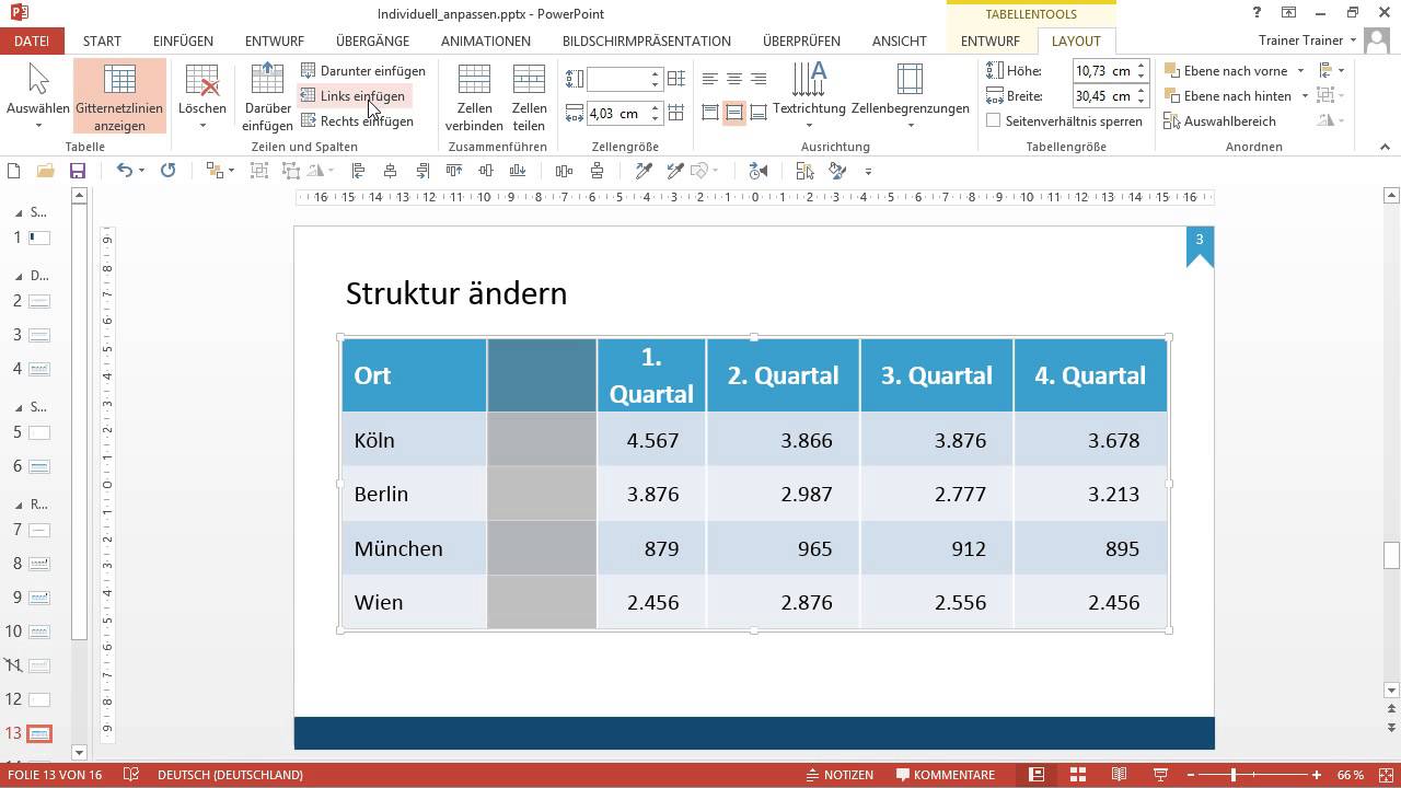 PowerPoint 2013: Tabellen Tutorial: Tabellen optisch ansprechend ...