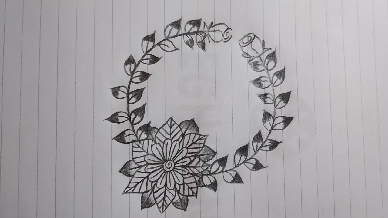 Beautiful flower design drawing with pencil | Embroidery Floral design ...