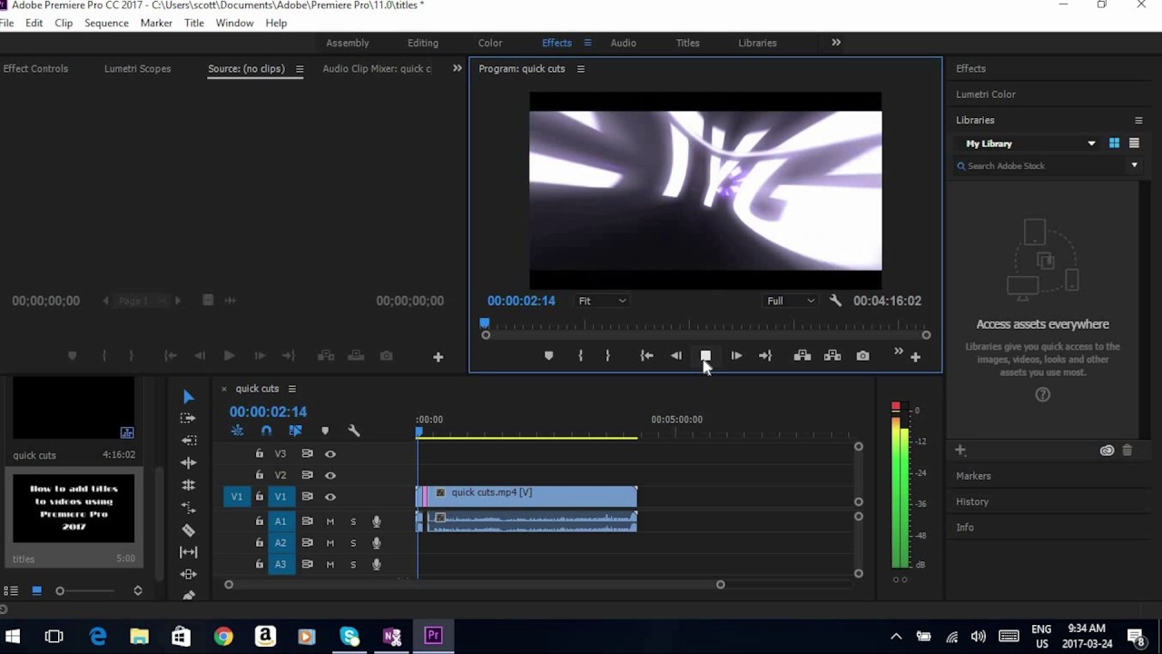 How to add titles to videos using Premiere Pro CC 2017 - YouTube