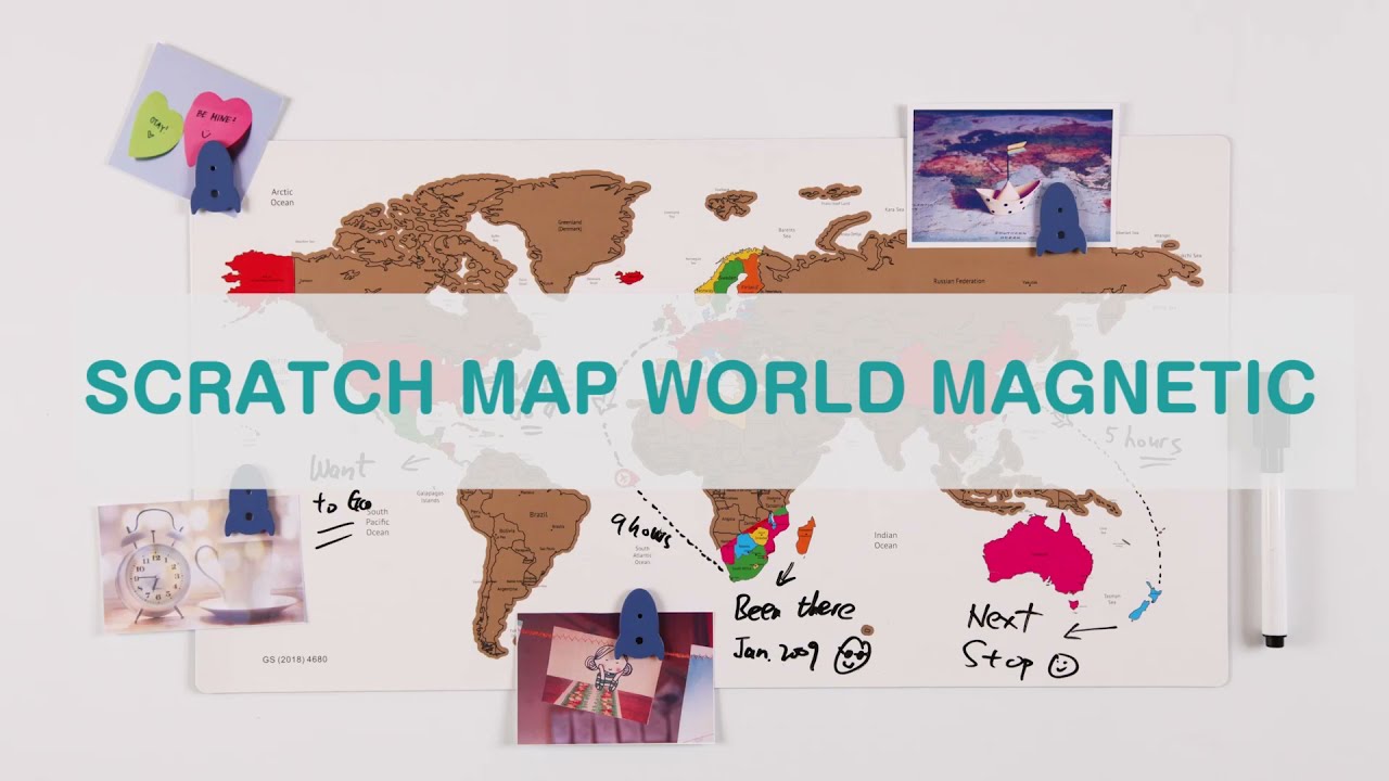 Scratch Off Magnetic World Travel Map - YouTube