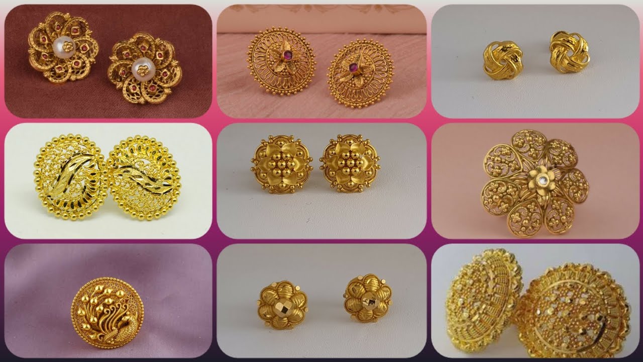 Latest Gold Ear Tops design 2024| Fancy and beautiful Eartops design ...
