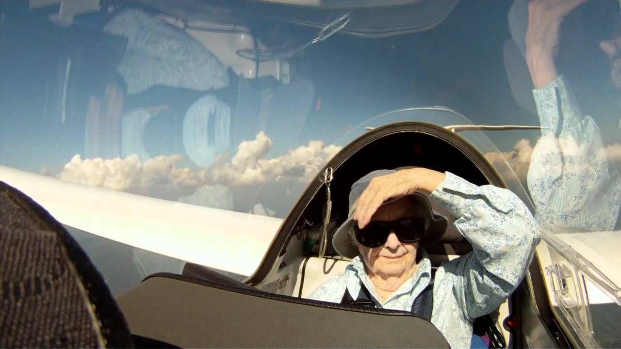 Clelia's 98th Birthday Glider Flight - YouTube
