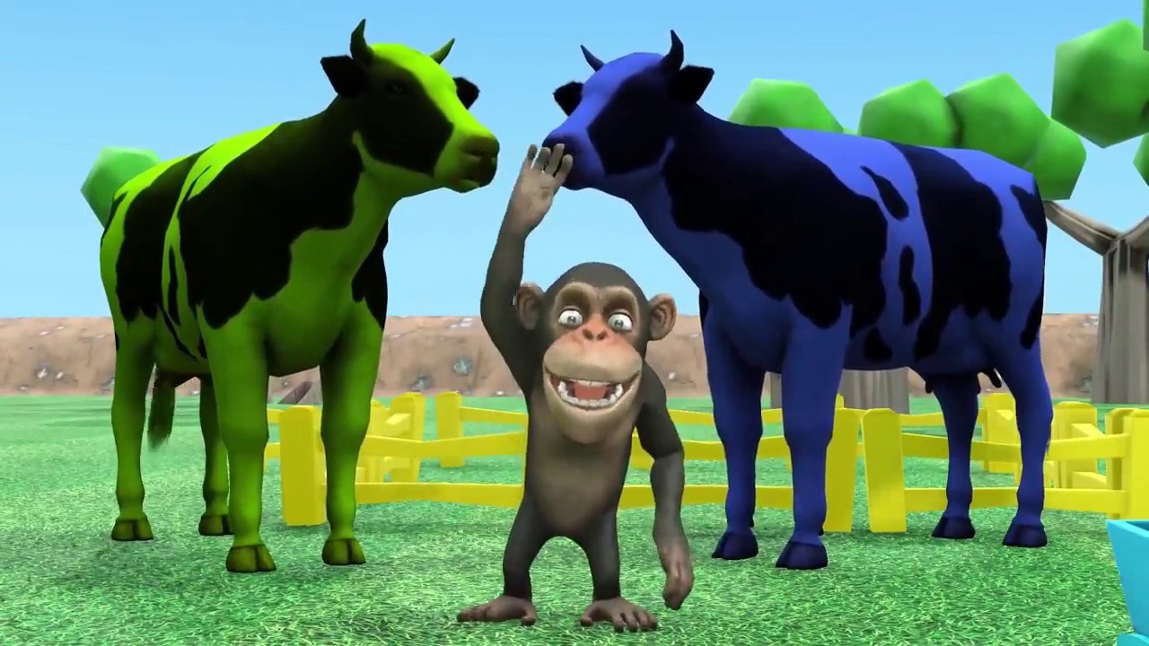 Funny Monkey Gave Grass For Cows Cartoon - YouTube
