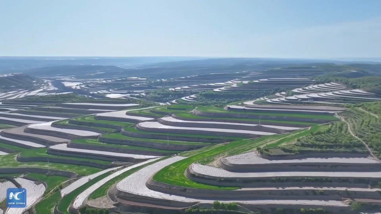 Aerial footage of beautiful terraced fields in NW China - YouTube