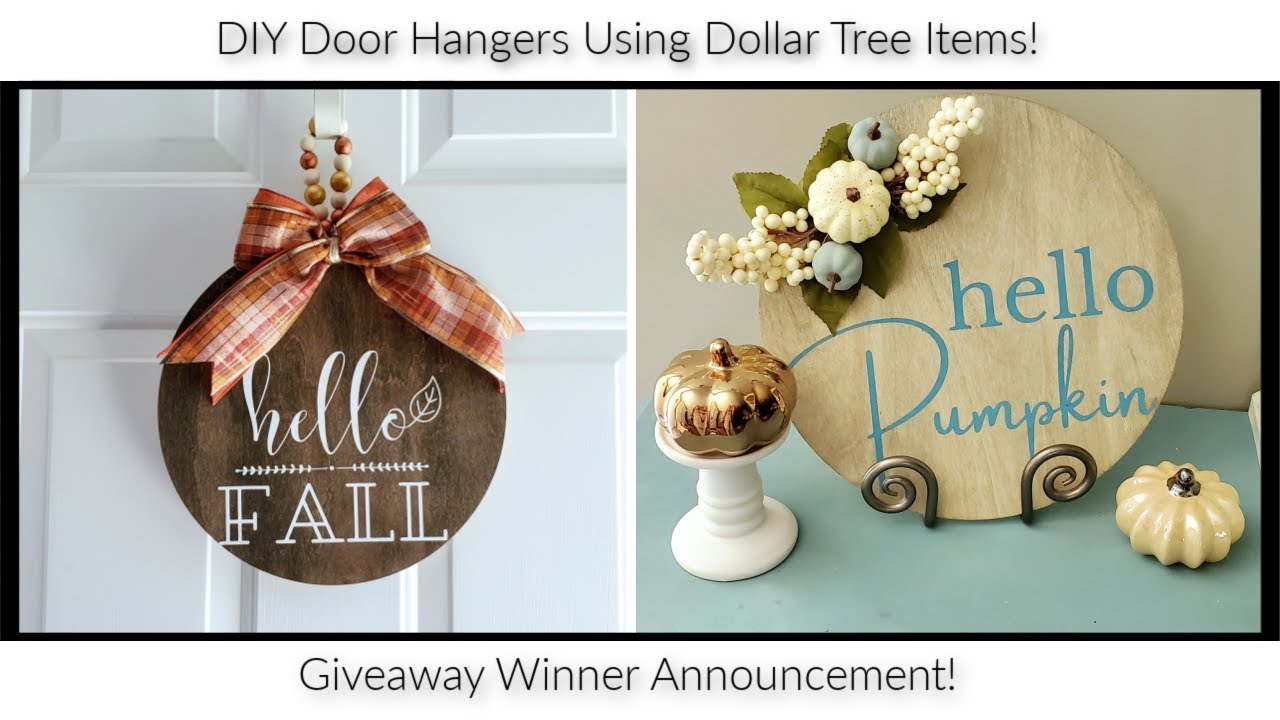 DIY Fall Door Hanger Dollar Tree DIY | Giveaway Announcement! - YouTube