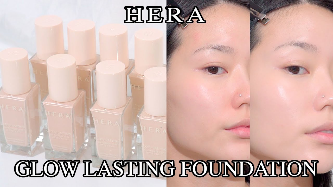 Hera Glow Lasting 24H Radiant Skin Foundation all shades swatch review ...