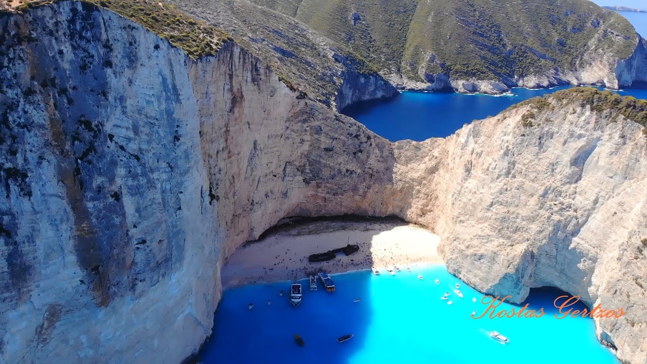 ΠΑΡΑΛΙΑ ΝΑΥΑΓΙΟ, ΖΑΚΥΝΘΟΣ (DRONE). SCHIPWRECK BEACH AERIAL VIEW ...