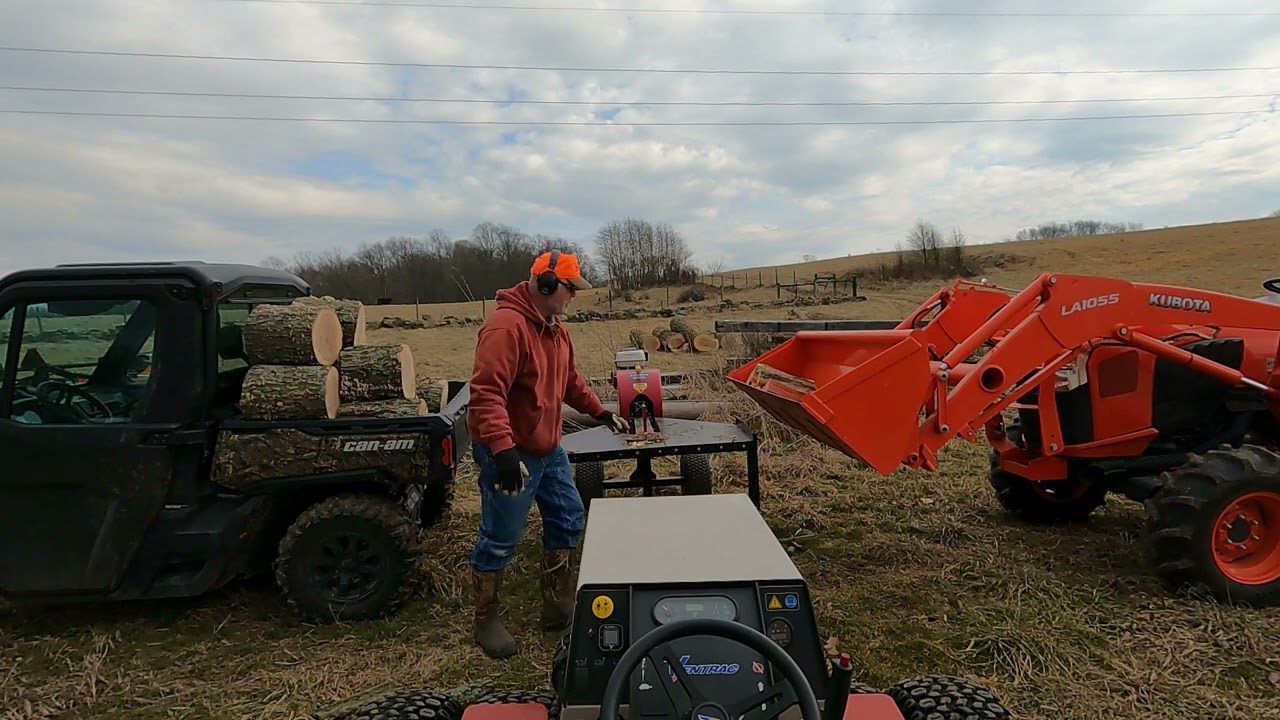Splitting red oak firewood with my new Super Split wood splitter - YouTube