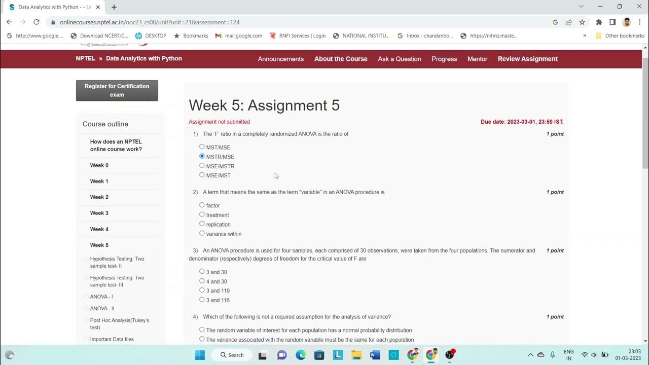 NPTEL 2023: Data Analytics With Python Week 5 Quiz Answers | Assignment 5 Answers - YouTube