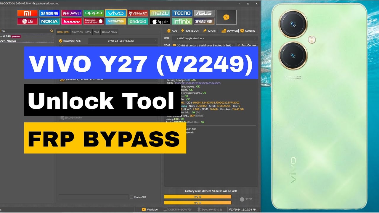 Vivo y27 frp unlock tool | Vivo v2249 frp unlock tool - YouTube