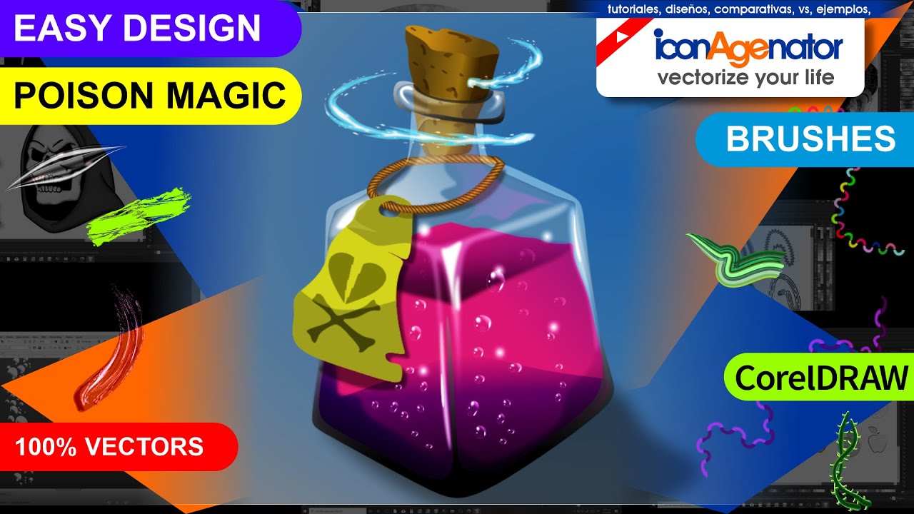 CorelDRAW How to Draw MAGIC BOTTLE dibuja BOTELLA DE MAGIA - YouTube