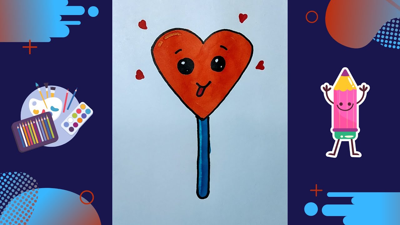 Draw Easy | How to Draw a Cute Easy Lollipop, easy draw and color step ...