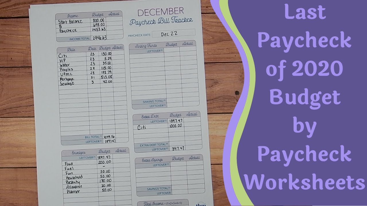 Last Paycheck of 2020 | Budget by Paycheck by The Budget Mom | Debt ...