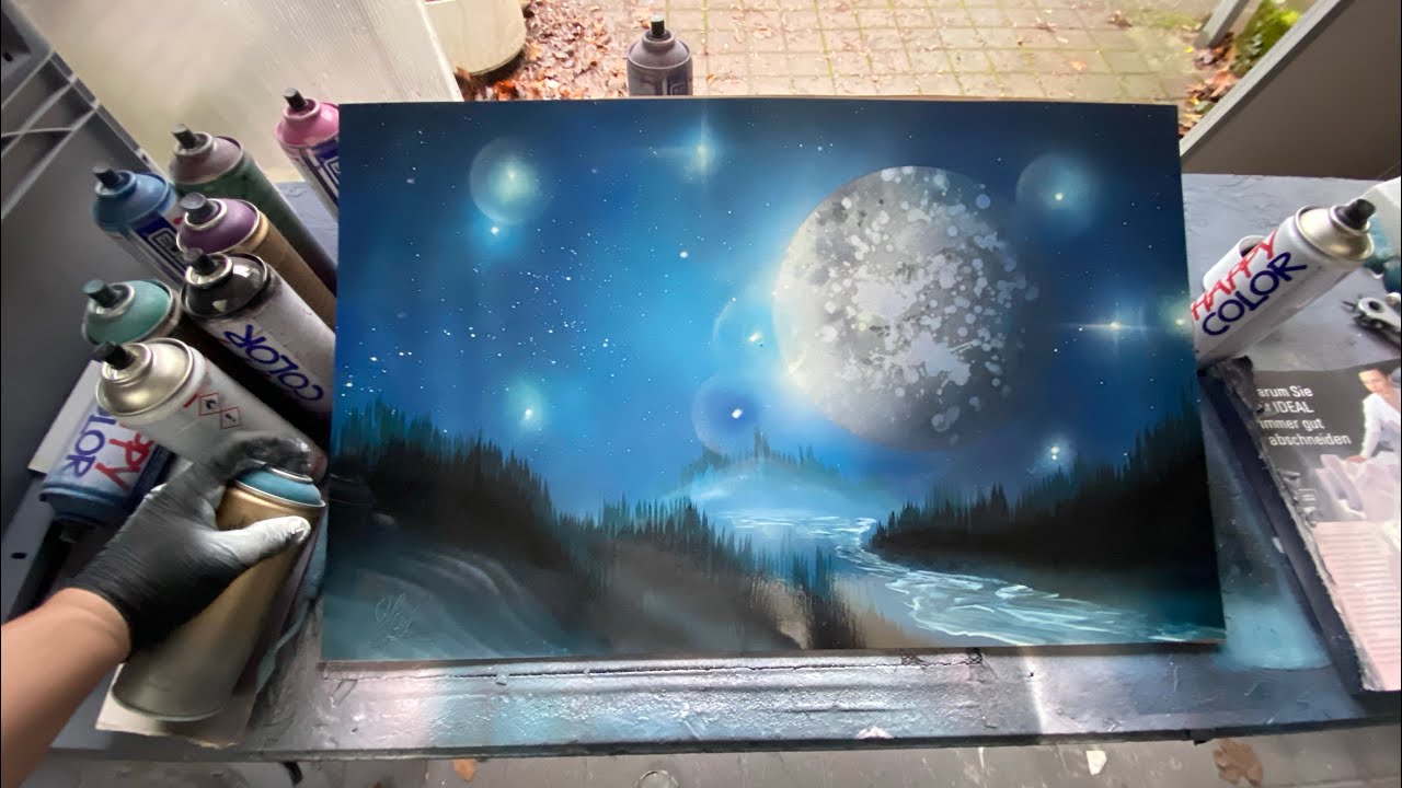 MOON RIVER - Spray Paint ART by Skech - YouTube