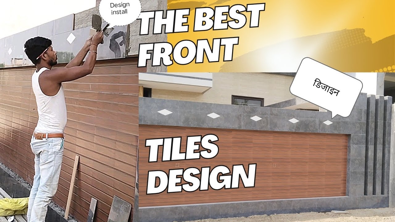#FRONT wall tiles design install #v shape design #3d barfi design#Jsk ...