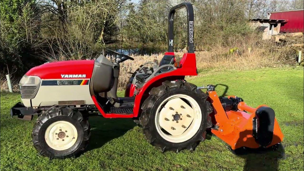 YANMAR AF17 4WD Compact Tractor & New 4ft Flail Mower - YouTube