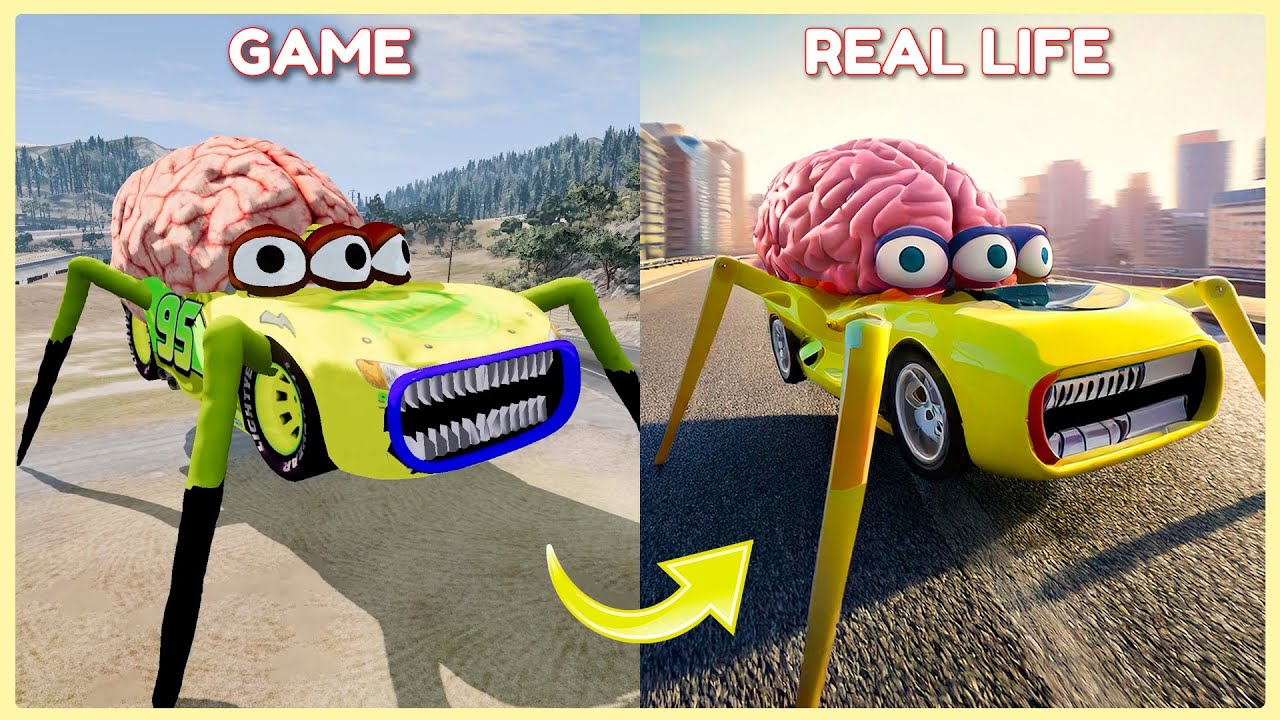 BRAIN SPIDER MCQUEEN VS REAL LIFE | All Disney Cars Monster | Guess The ...