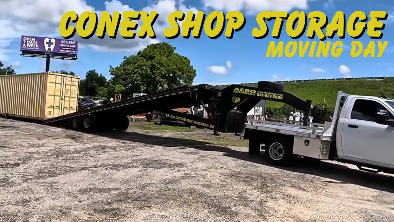 Heavy Haul! (8000lb Conex Storage) Feat. Hydraulic Tilt Trailer & CAT ...