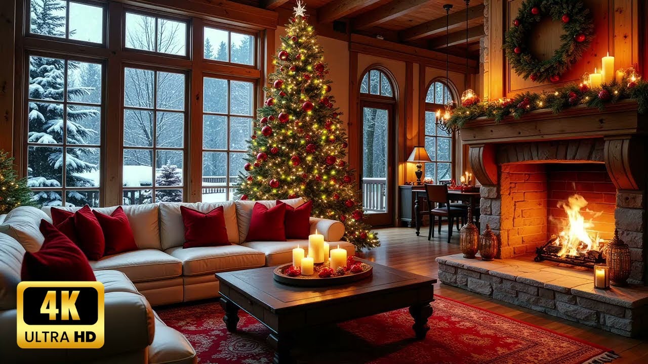 Relaxing Christmas Music Fireplace Beautiful Christmas Ambience ...