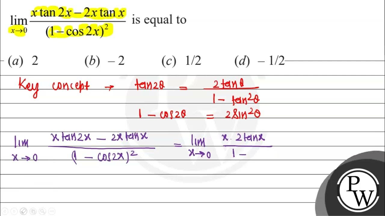 lim-x-rightarrow-0-frac-x-tan-2-x-2-x-tan-x-1-cos-2-x-2