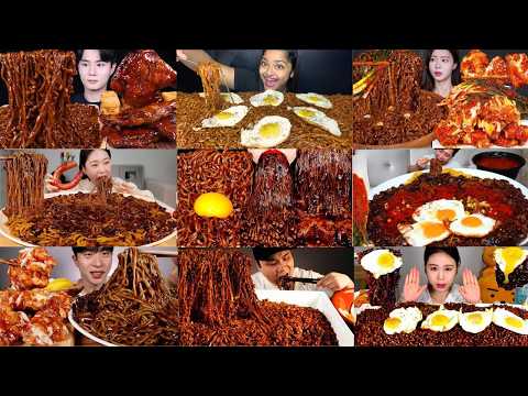 🍜🖤 JAJANGMYEON BLACK BEAN NOODLES & CRUNCHY KIMCHI 🤤🔥 ASMR MUKBANG Cravio