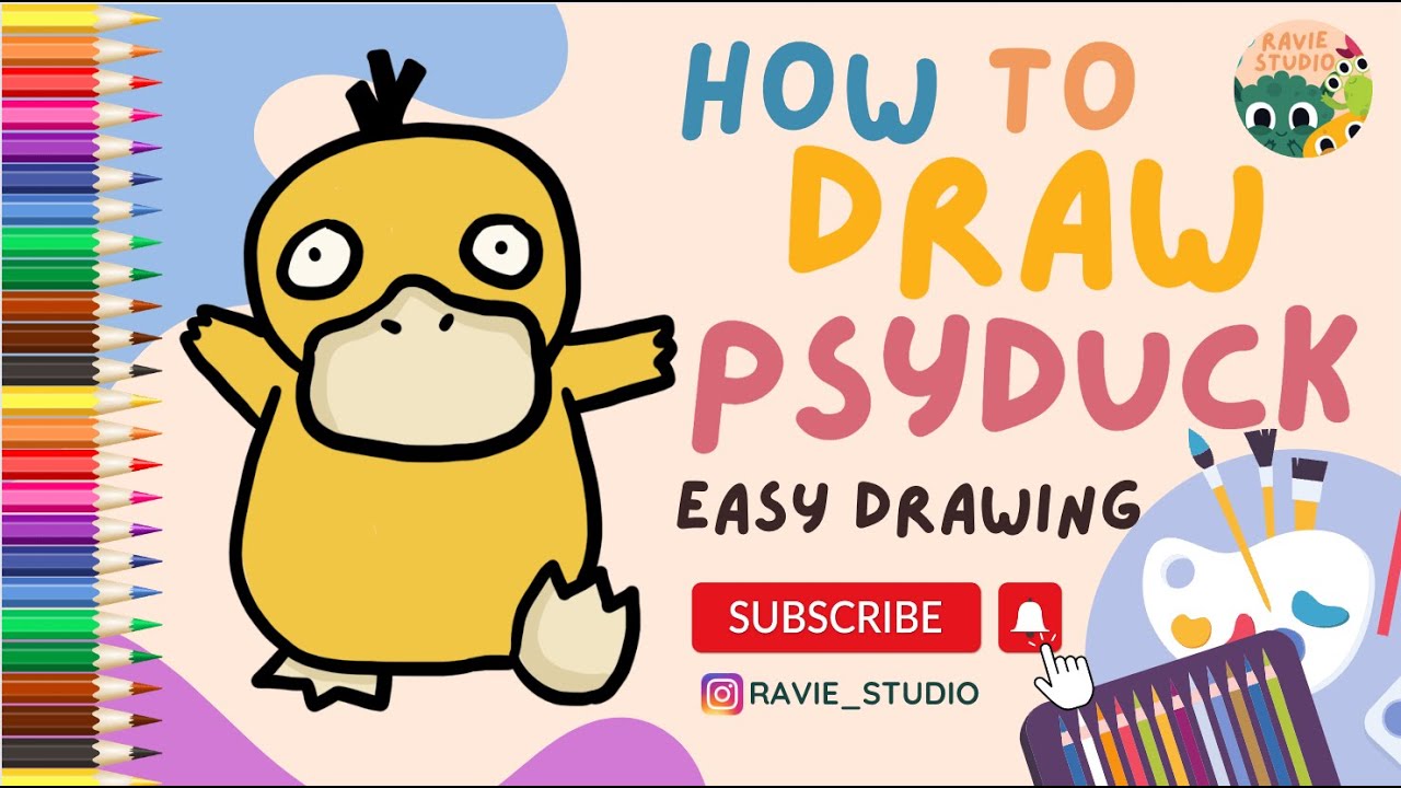 EP. 91 How to draw Pokemon Psyduck - step by step drawing - draw ...