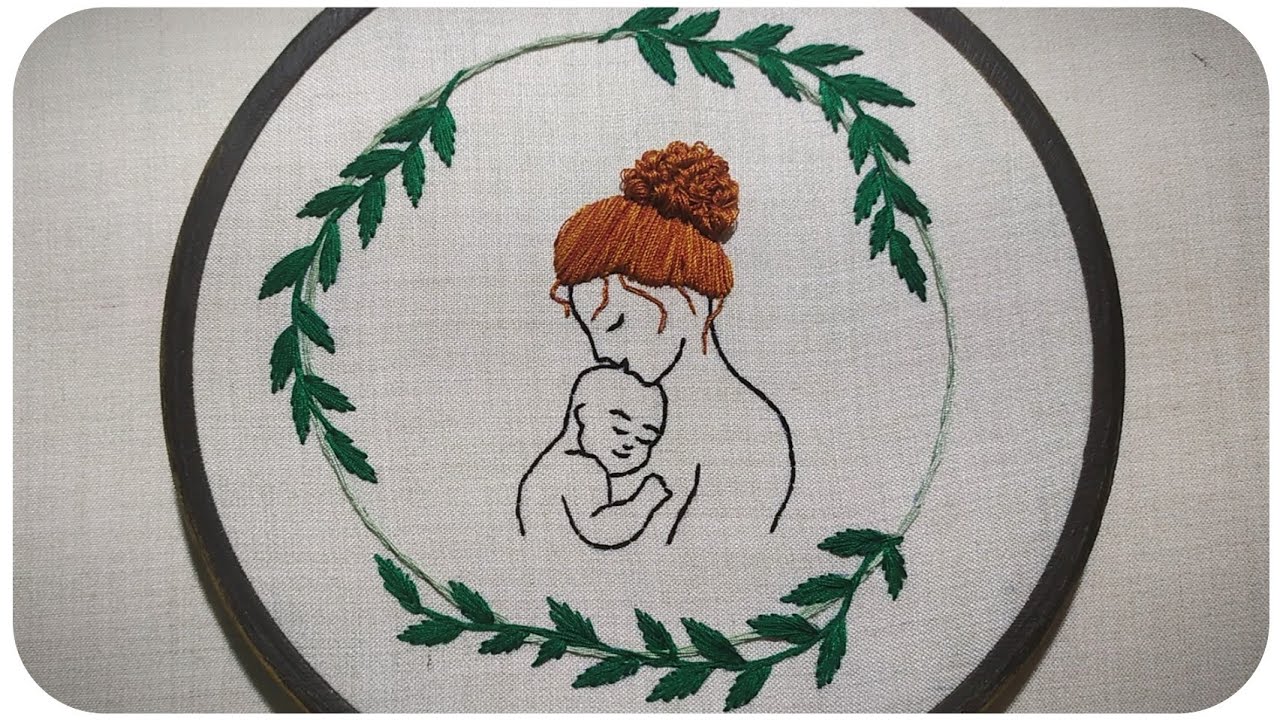 Mother and child embroidery pattern || Embroidery For Beginners || Let ...