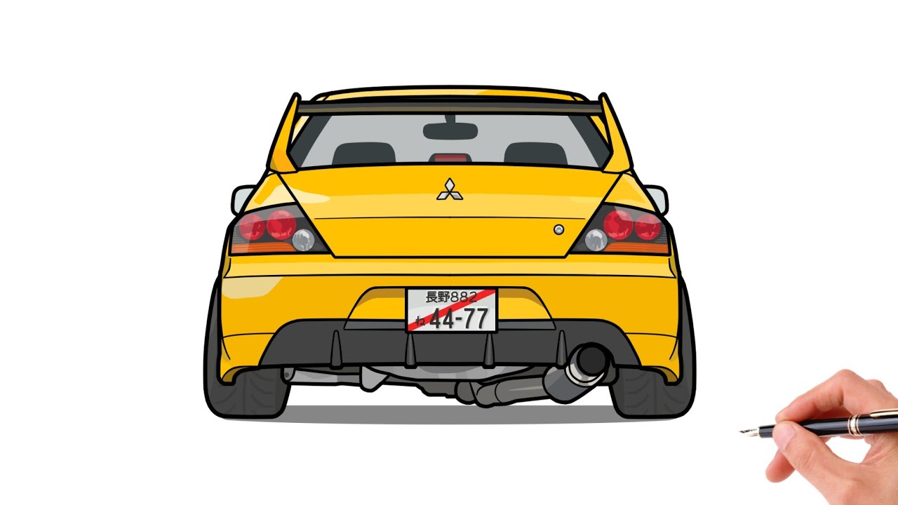 How to draw a MITSUBISHI LANCER EVOLUTION 9 / drawing mitsubishi evo 8 ...
