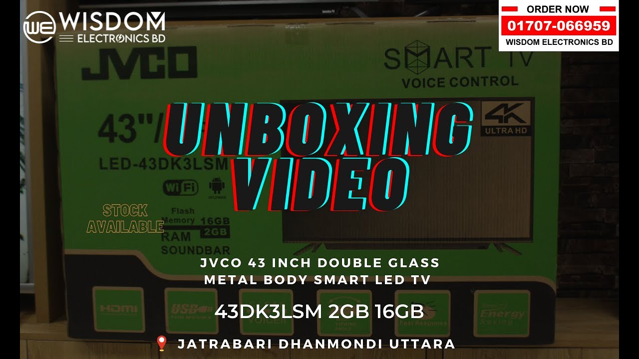 JVCO 43 INCH DOUBLE GLASS METAL BODY SMART LED TV (43DK3LSM 2GB 16GB ...