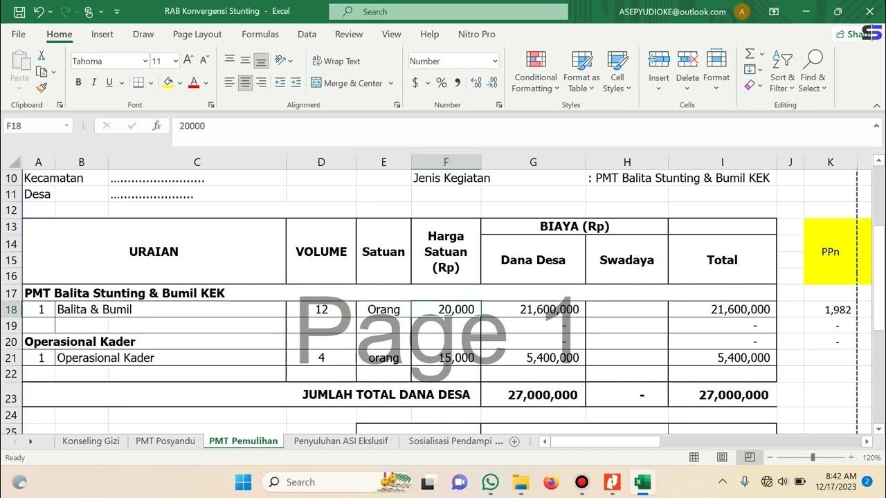Contoh RAB Dana Desa Untuk Pencegahan dan Penurunan Stunting - YouTube