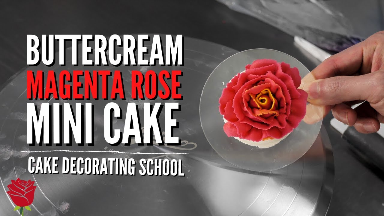 Buttercream Magenta Rose Mini Cake [ Cake Decorating For Beginners ...