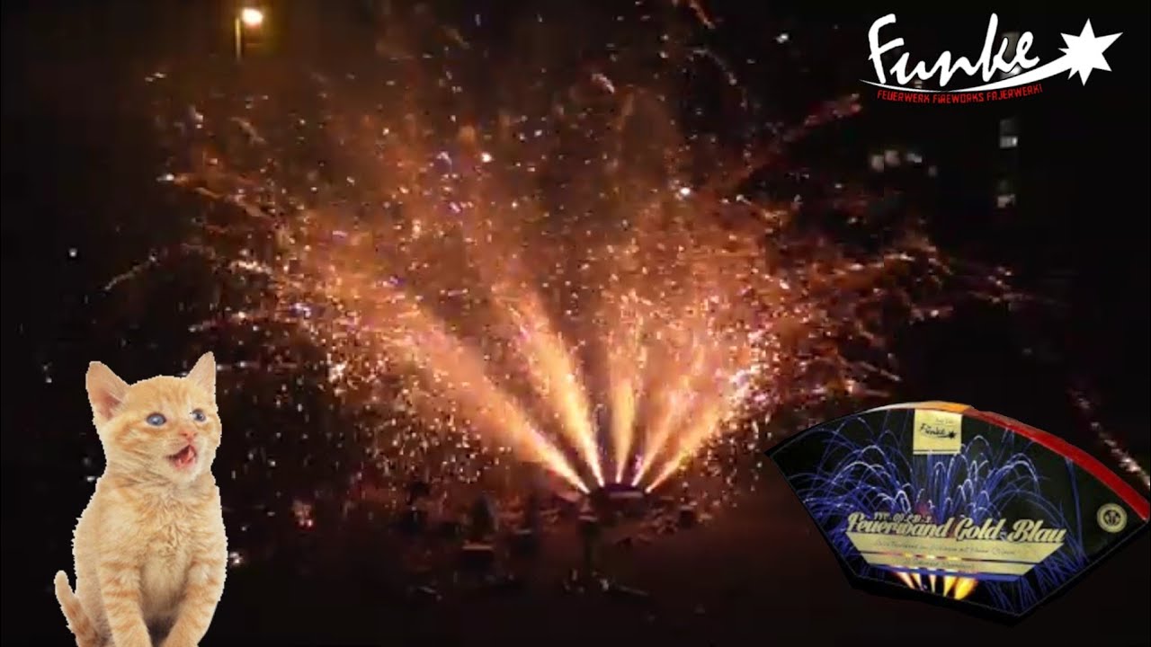 Funke Feuerwand Gold-Blau // 5 Schuss Fontänen-Batterie - PyRo HD - YouTube