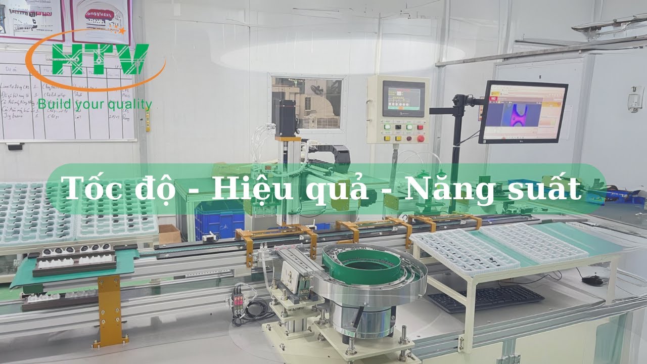 Con line tự động, quy trình lắp ráp tai nghe (HTV TOOLS) - YouTube