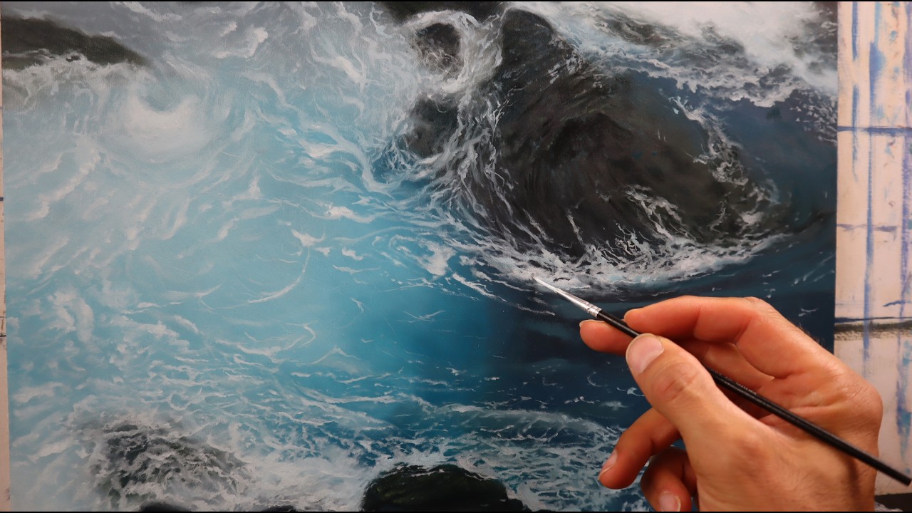 Painting super realistic little waves and white water - with just two ...