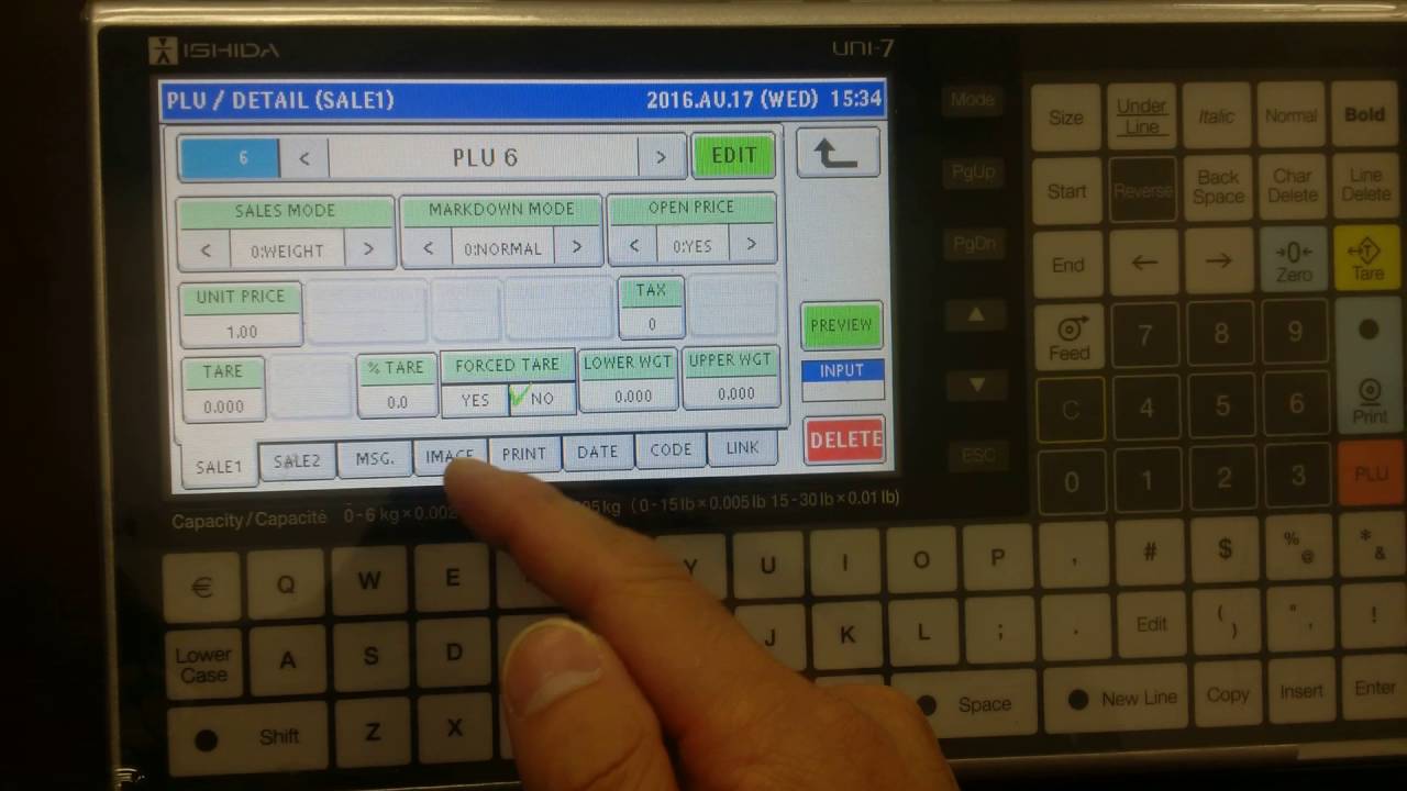 Ishida Uni-7 adding PLU and changing prices - YouTube