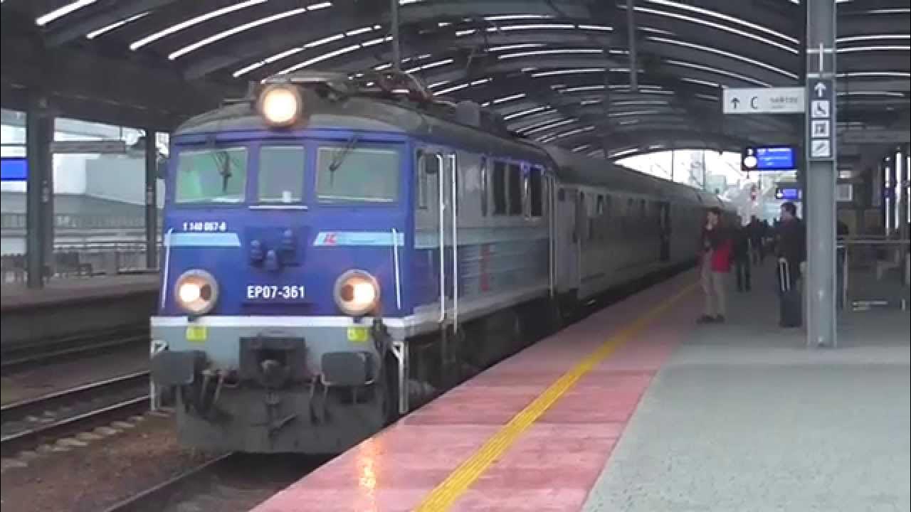 [Katowice] - EP07-361 z TLK "Wiking" z wagonem bezprzedziałowym do Szczecina - YouTube