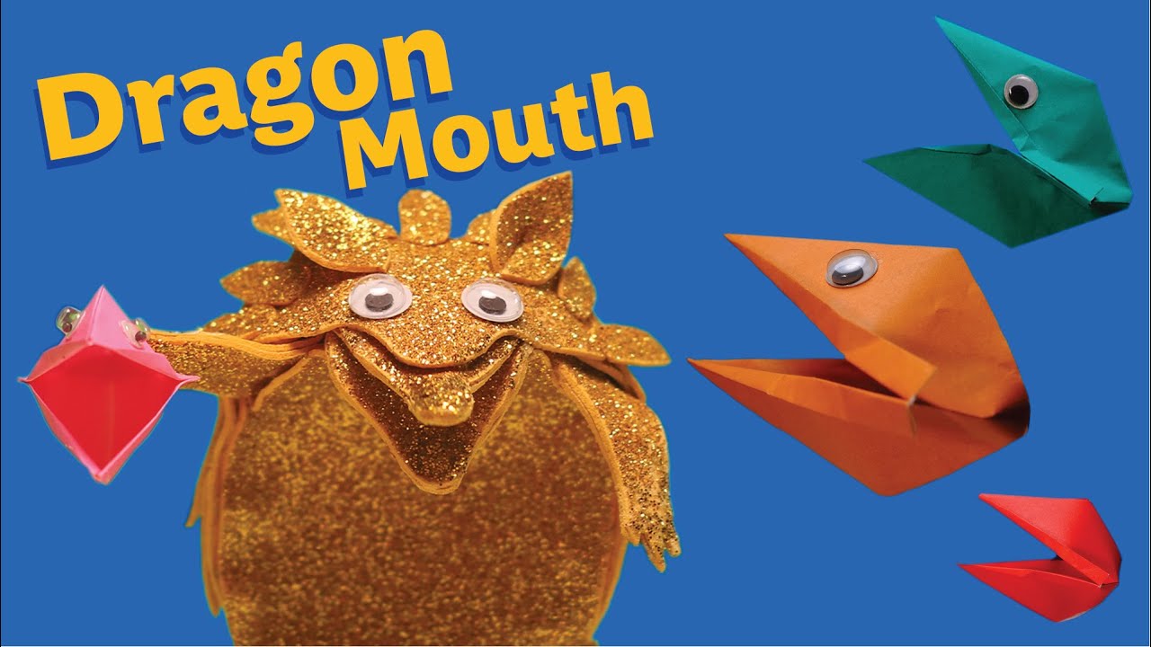 Folding a Dragon Mouth Puppet | Origami Snapper | Fun Paper Folding for ...