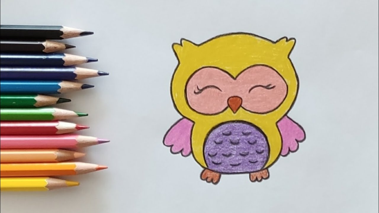 How to draw a colorful owl / owl drawing tutorial / step by step owl tutorial for kids - YouTube