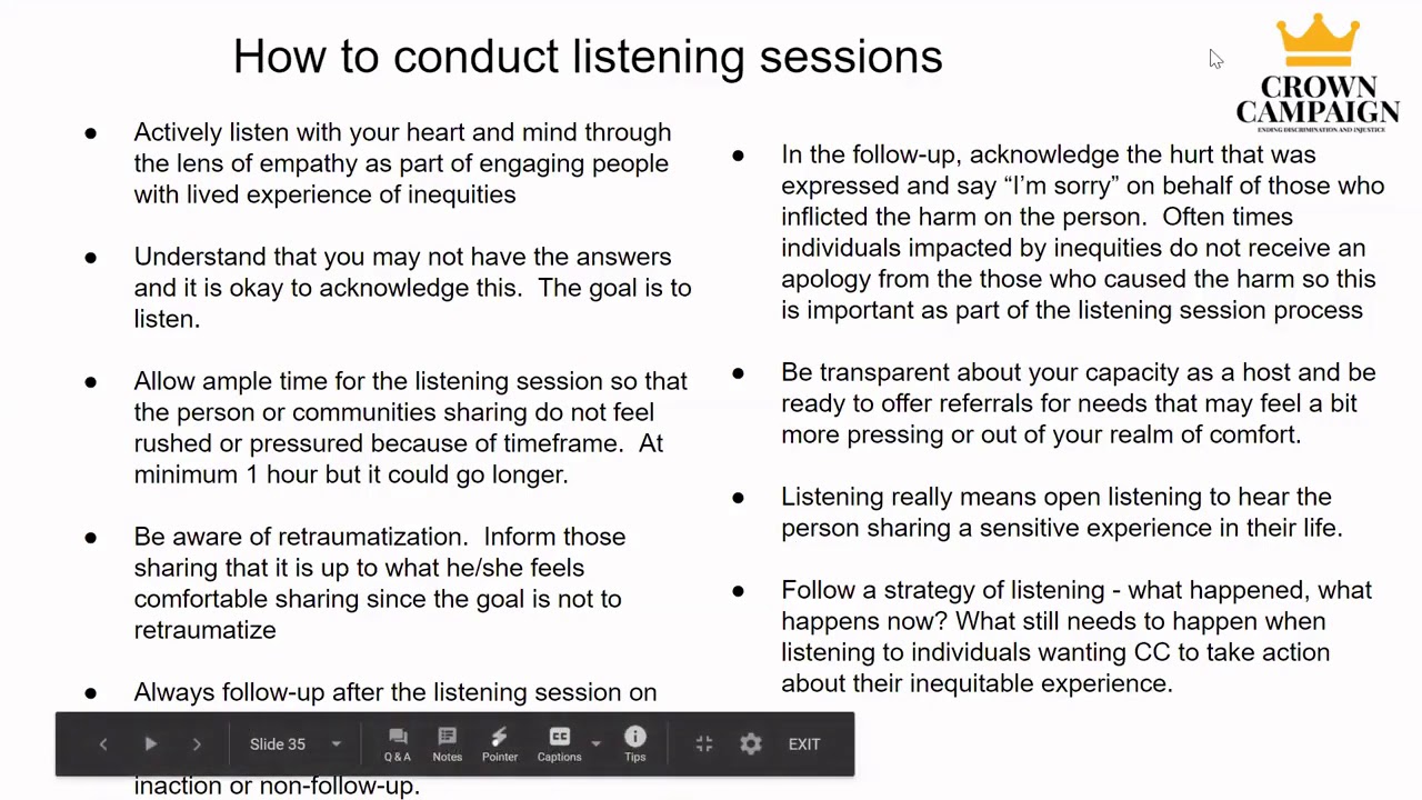 Crown Campaign How to Conduct Listening Sessions - YouTube