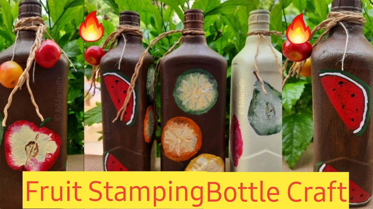 FRUIT PRINT BOTTLE/FRUIT STAMPING/PAINTING FRUIT ON BOTTLE/FRUIT ...