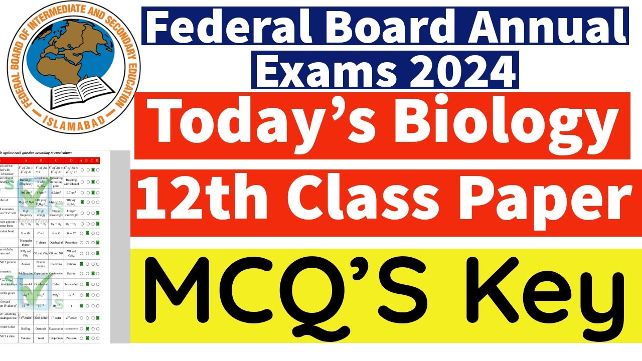 Today's HSSC II Biology Paper MCQs Key 2024 Fbise - Class 12th Biology ...