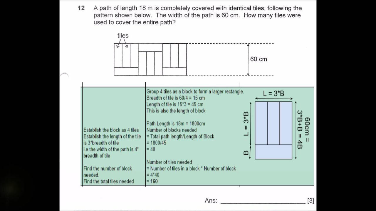 Singapore 2014 PSLE Math Paper 2 Q12 - YouTube