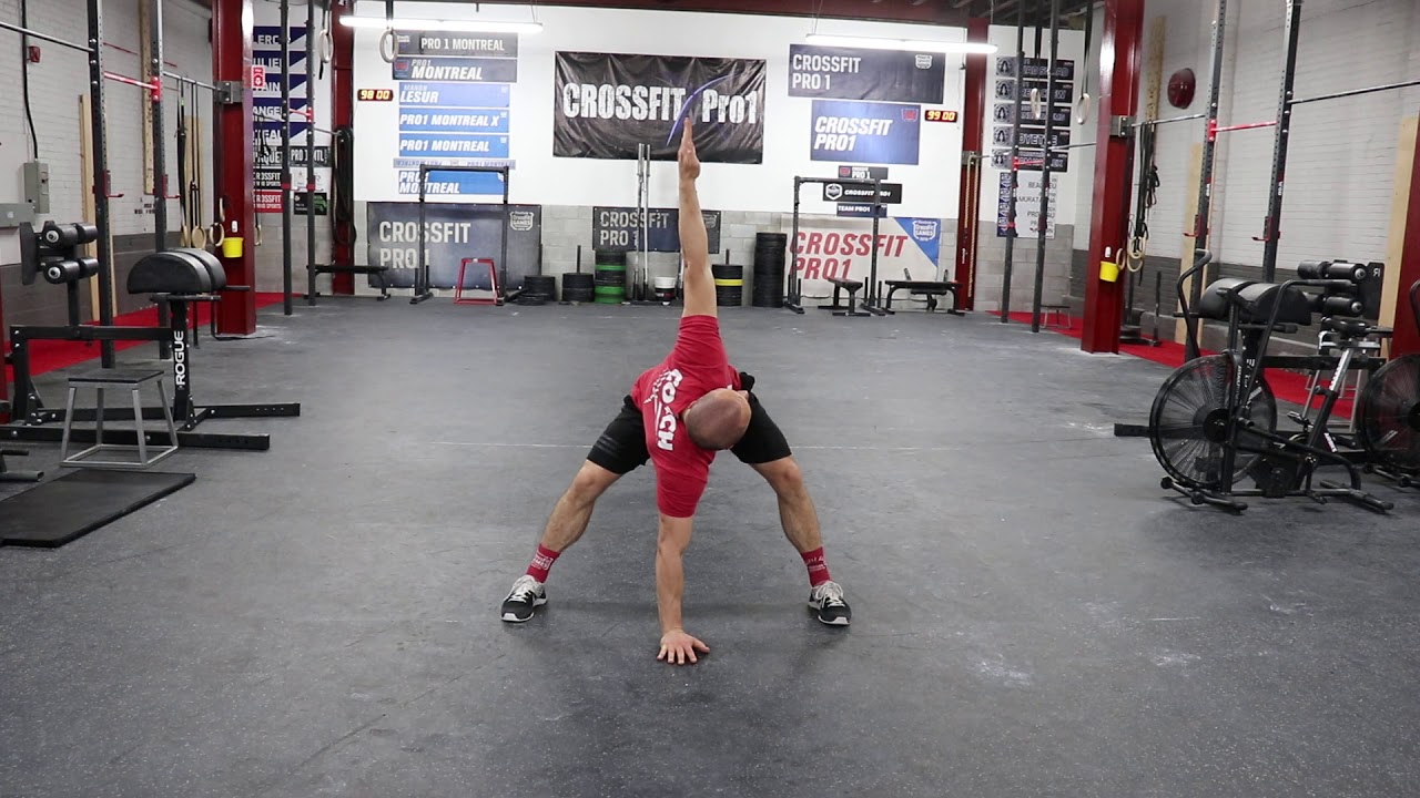Standing Straddle Bent Over Torso Rotation - YouTube