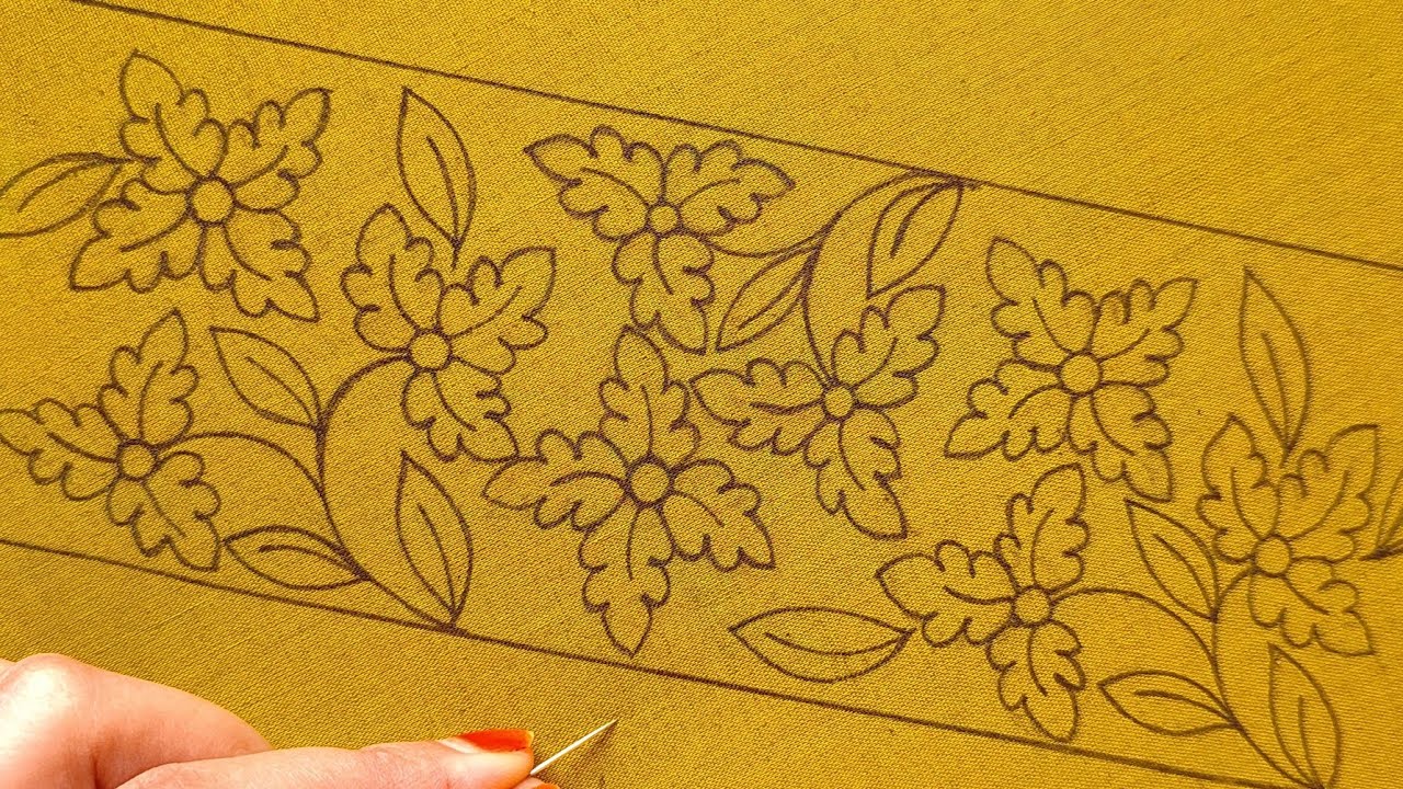 Borderline hand embroidery simple easy stitch design,কামিজ/ওড়না/ফ্রকের ...