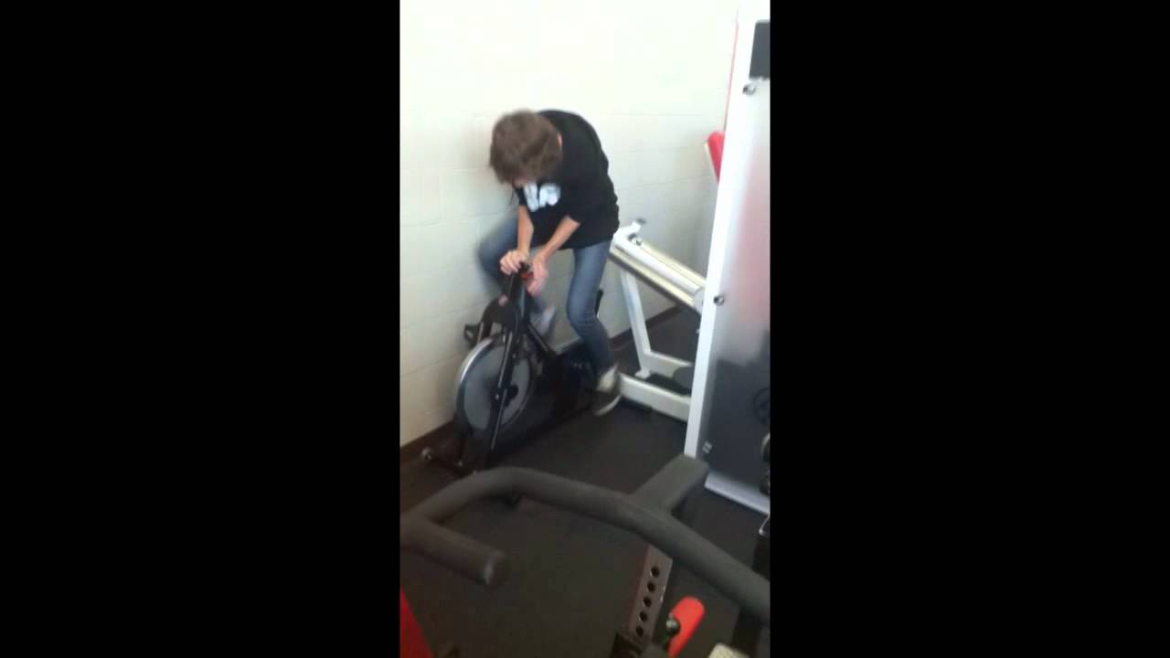 quinton rides gym bike without seat or handle bars - YouTube
