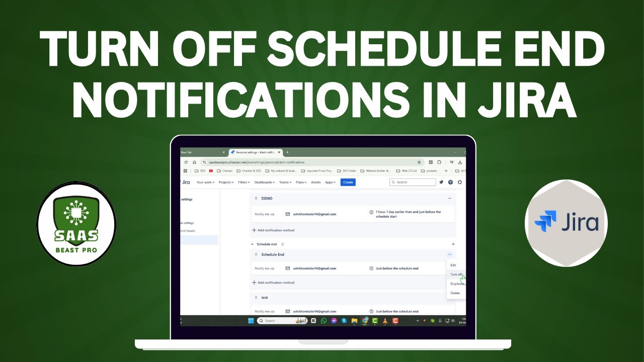 How to Turn Off Schedule End Notifications in Jira - YouTube