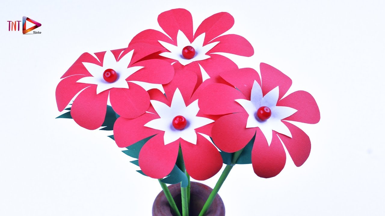 How To Make Origami Paper Stick Flowers | Very Easy Handmade Realistic ...